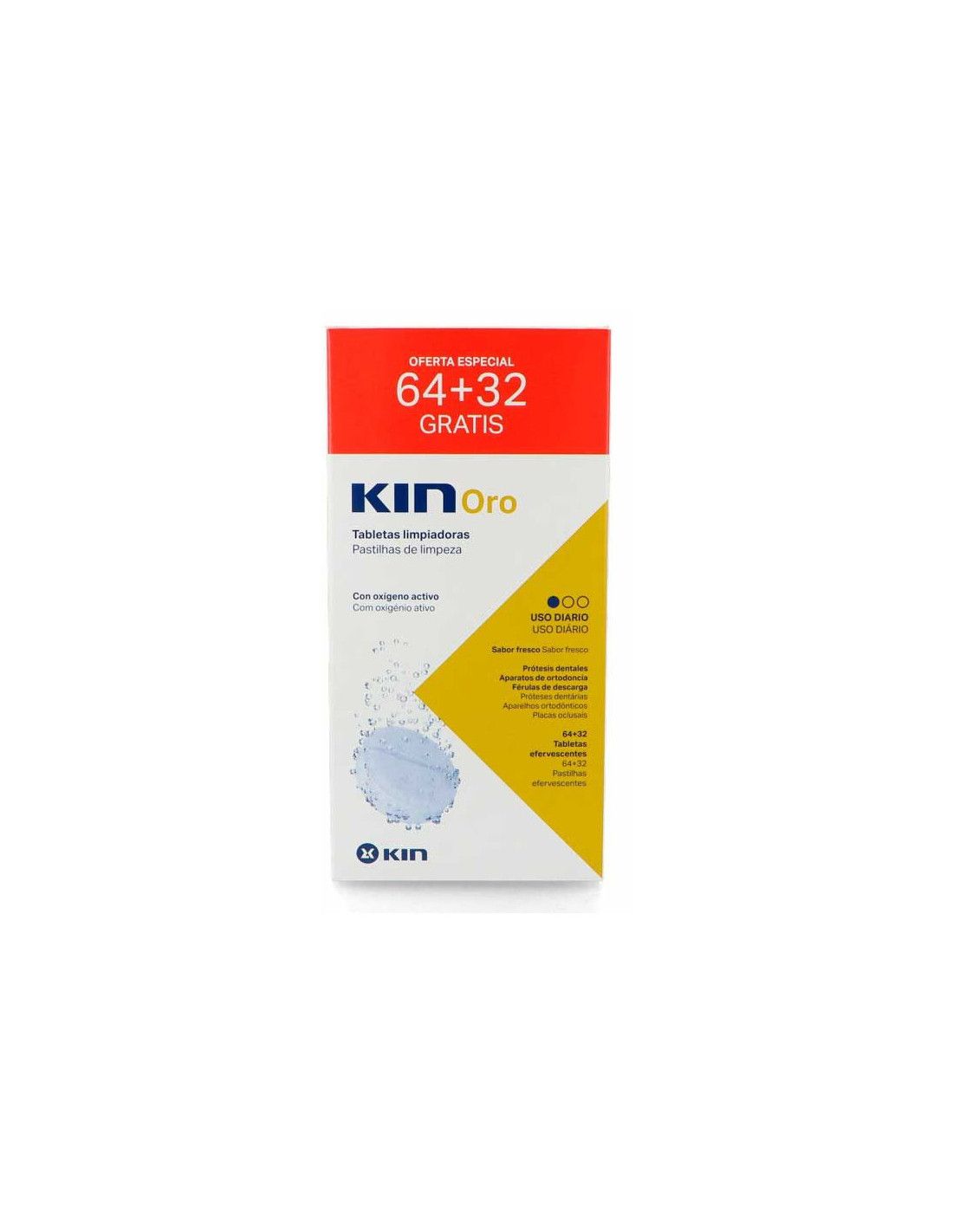 Comprar Kin Oro Tabletas Esfervescentes Protesis Dentales 64+32uds ...